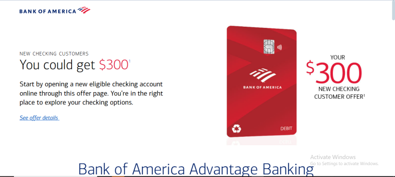 $300 Bank Of America Checking Account Bonus (2025)