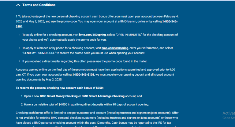 $350 Limited Time BMO Checking Account Bonus Offer 2025